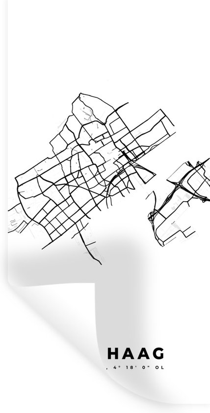 Muurstickers - Sticker Folie - Stadskaart – Zwart Wit - Kaart – Den ...