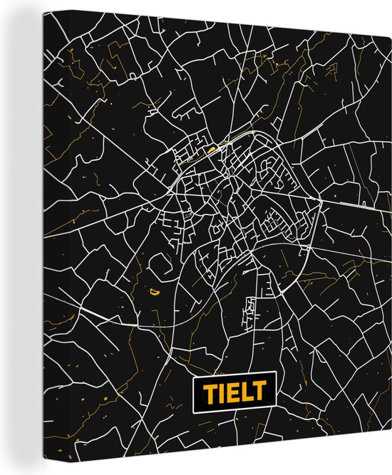 Canvas Schilderij Kaart - Tielt - Goud - Plattegrond - Stadskaart ...