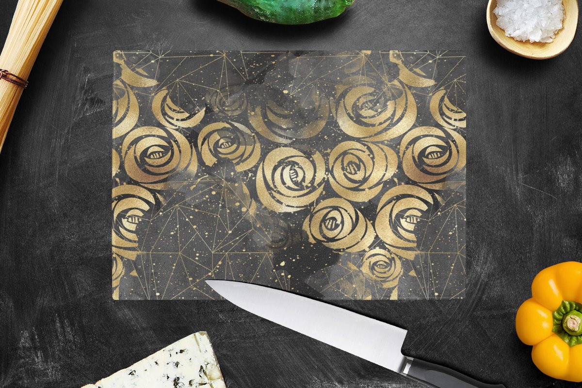Glazen Snijplank - 28x20 - Marmer - Goud - Roos - Patronen ...