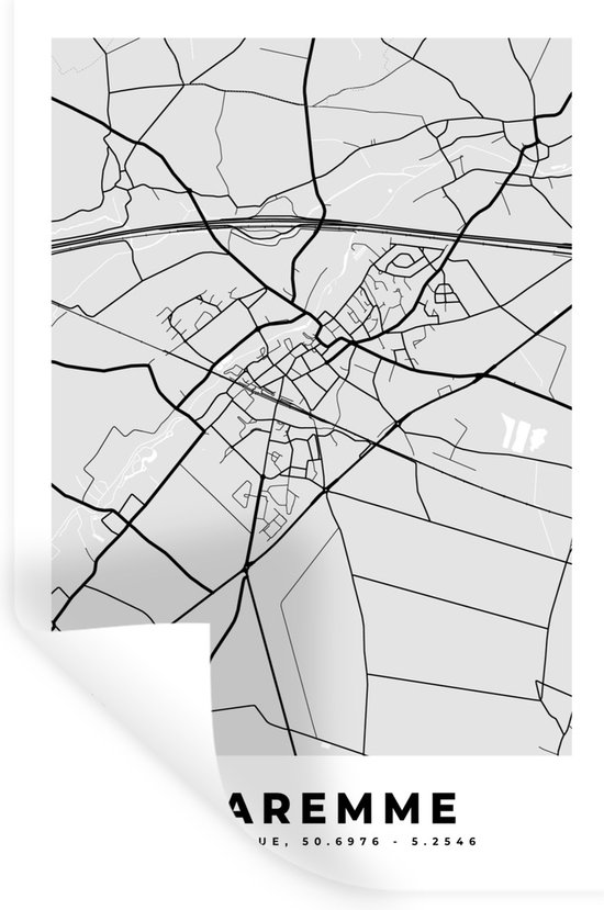 Stickers muraux - Plan de la ville - Zwart Wit - Carte - Waremme ...
