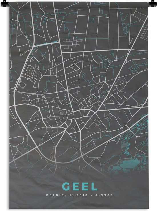 Wandkleed - Wanddoek - Kaart – Plattegrond – Stadskaart – Geel – België ...