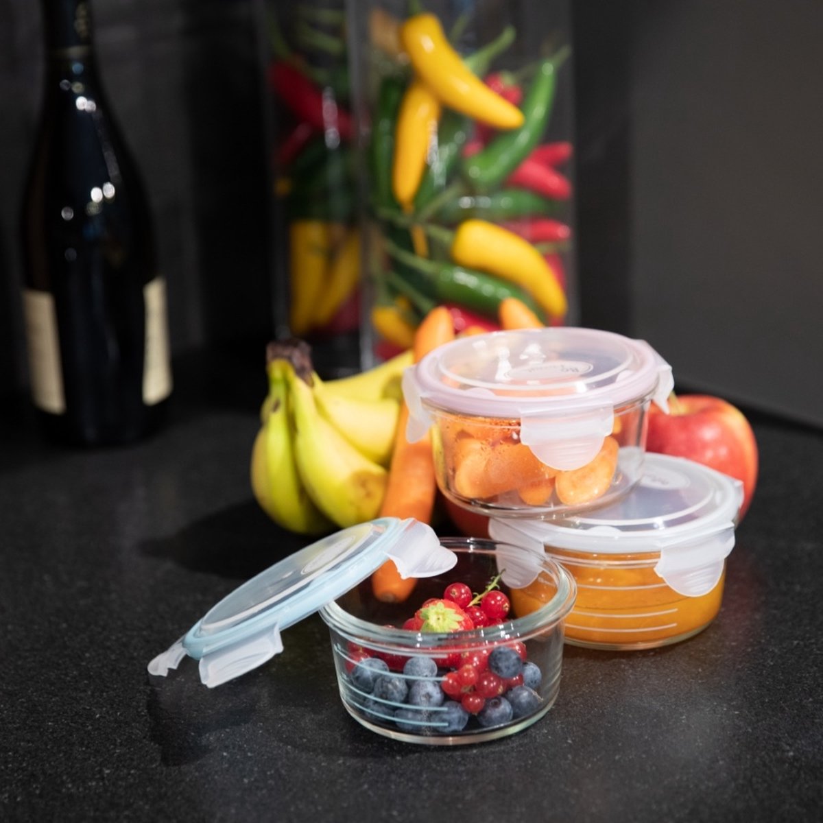 Bo Jungle B-Bowl Glas Wit/Grijs/Blauw - bewaarpotjes babyvoeding ...