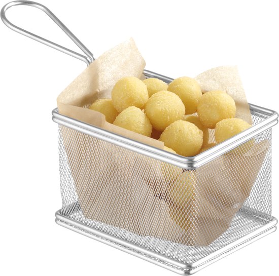 Veluw® Frituurmandje / Serveermandje - RVS - 12,5x10x(H)8,5cm | bol.com