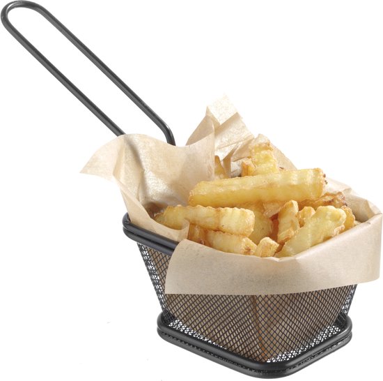 Veluw® Frituurmandje / Serveermandje - Zwart - 10,5x9x(H)6cm | bol