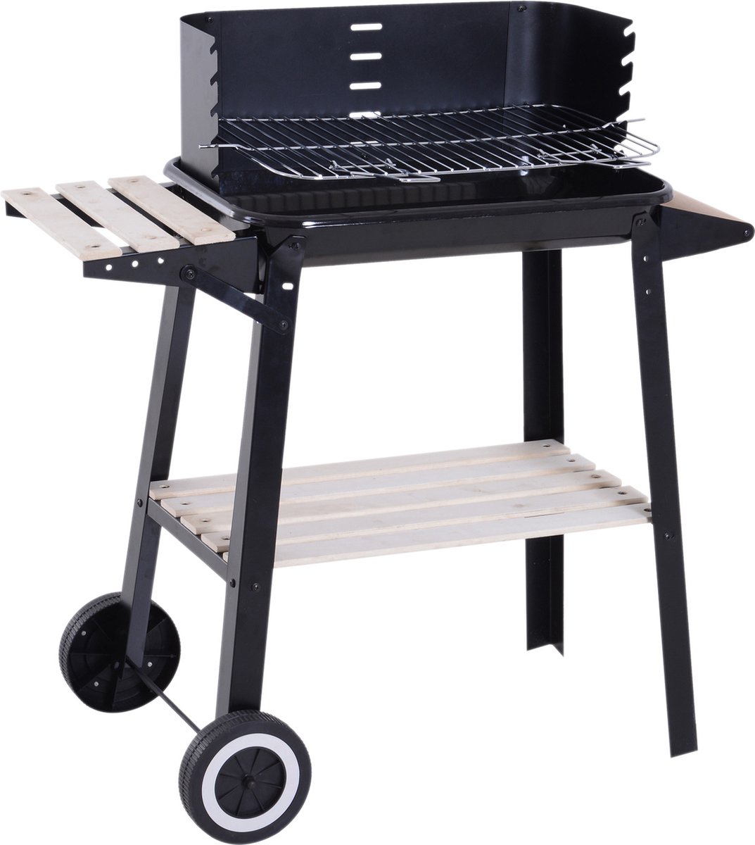 Outsunny Grillwagen grillstation vrijstaande barbecue met windscherm 2 ...