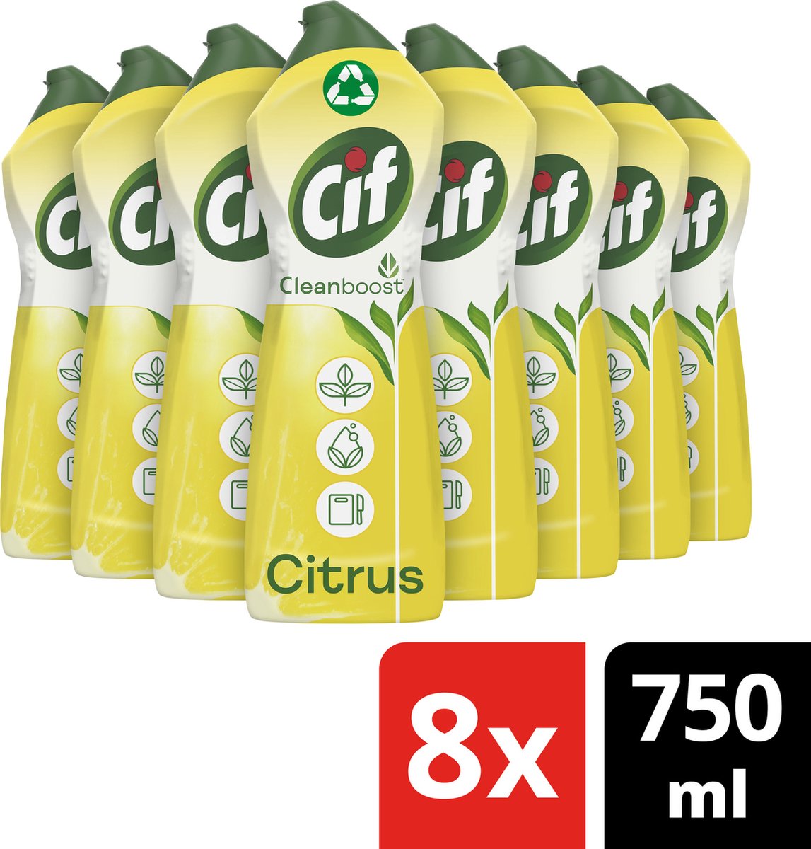 Cif CleanBoost Cream Citroen Schuurmiddel - 8 x 750 ml ...