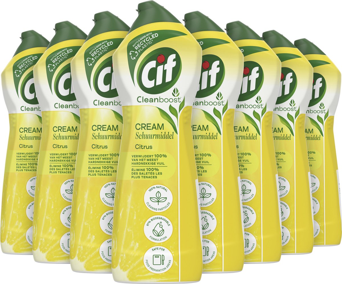 Cif CleanBoost Cream Citroen Schuurmiddel - 8 x 750 ml ...