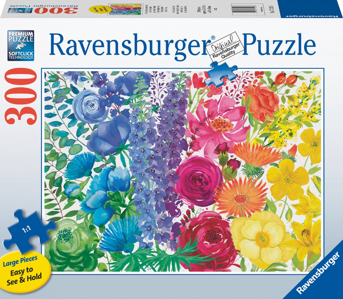 Ravensburger puzzel Floral Rainbow - Legpuzzel - 300 extra grote ...