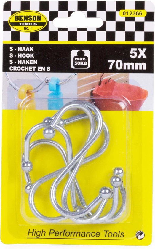 Benson S-haken / ophanghaken - 5-delig - van metaal - 70 mm | bol