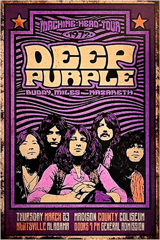 Signs-USA - Concert Sign - metaal - Deep Purple - Alabama - 20 x 30 cm ...