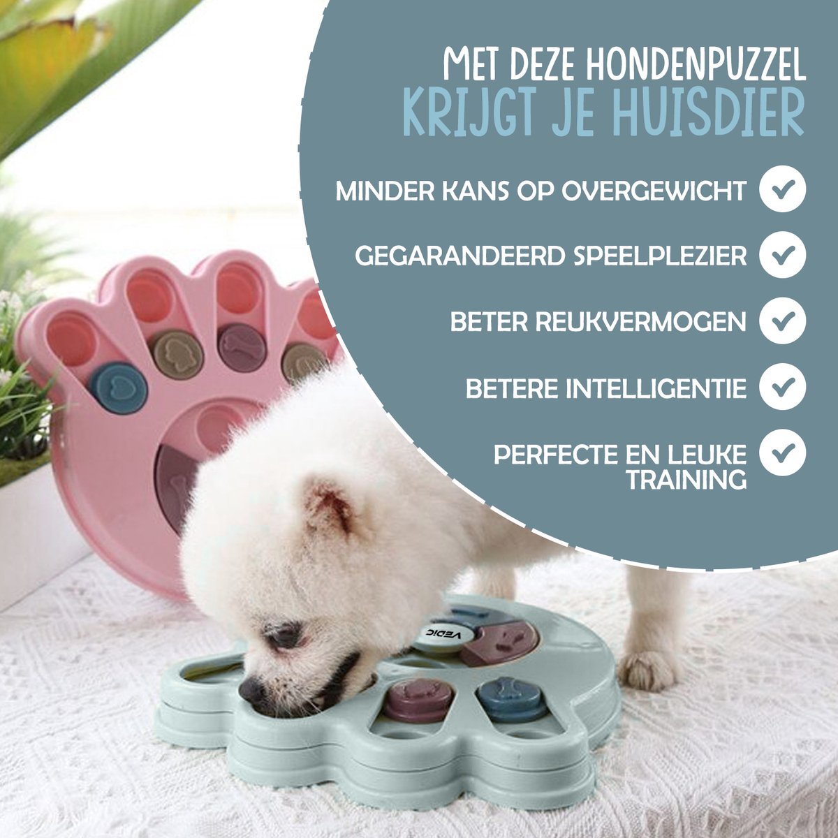 VEDIC® - Hondenpuzzel Hondenpoot Blauw - Intelligentiespeelgoed ...
