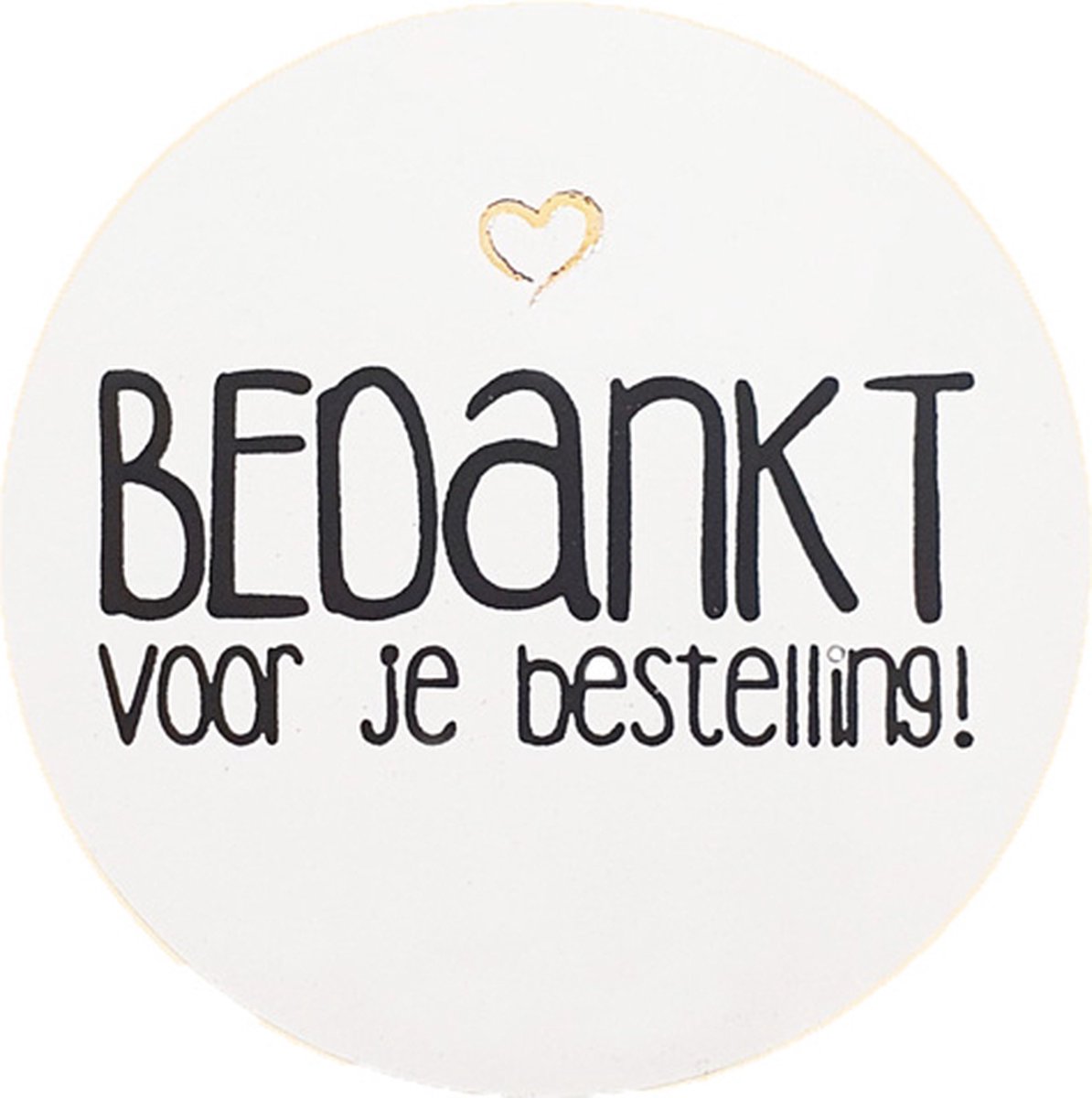 35x Sticker Etiket | BEDANKT VOOR JE BESTELLING | gouden hartje | 39 mm | bol