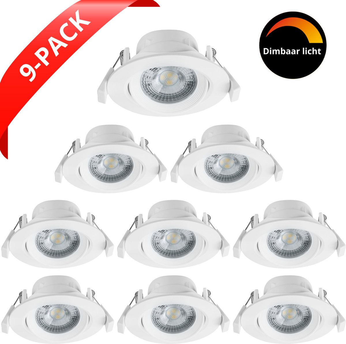 DimSpot LED Inbouwspots wit voor binnen - Dimbaar & Kantelbaar - 9 ...