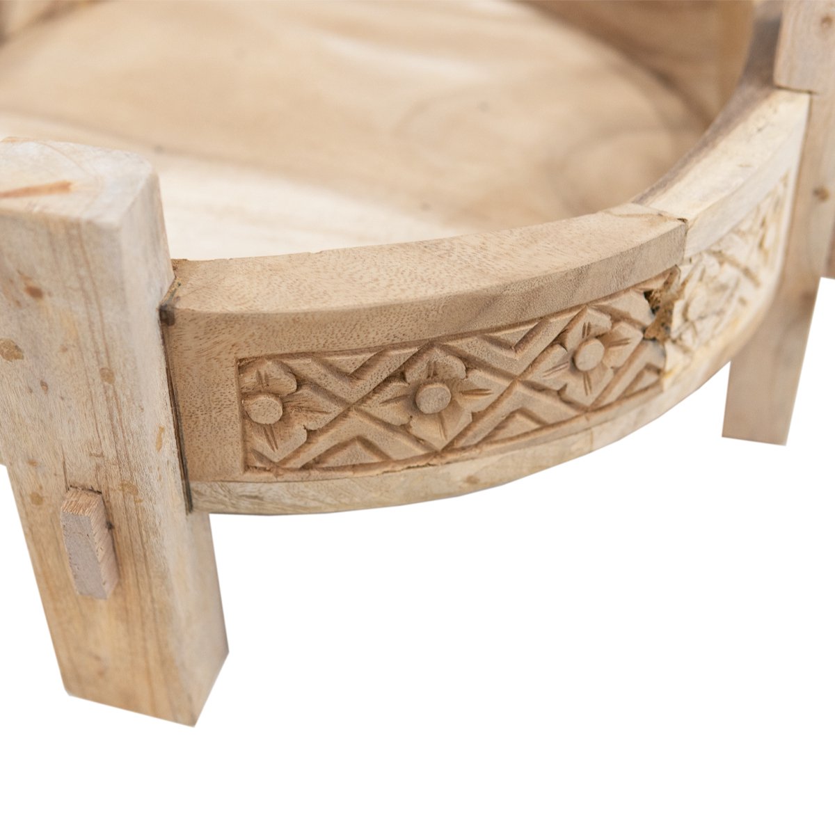 Bijzettafel rond hout - Lage bijzettafel met houtmotief - Teakhouten ...