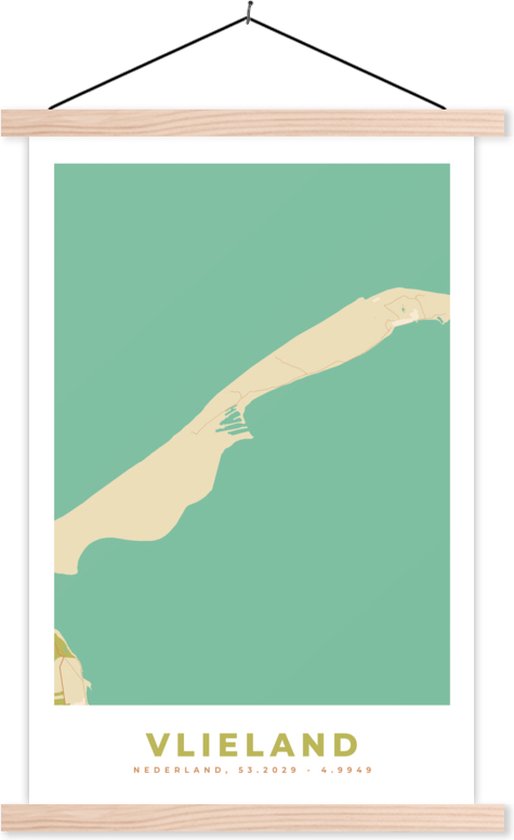 Posterhanger incl. Poster - Schoolplaat - Eiland - Vlieland - Kaart ...