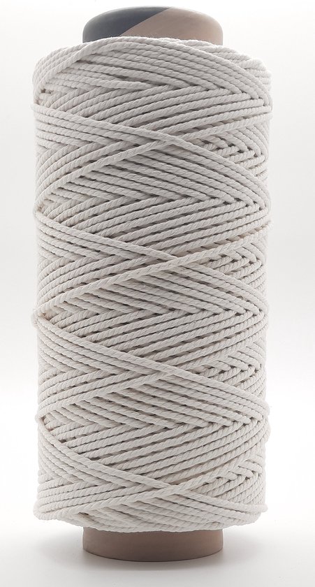 Macrame Touw - Lux --4 mm-Ecru/Beige-199+240 meter-2400 gram-Gerecycled ...