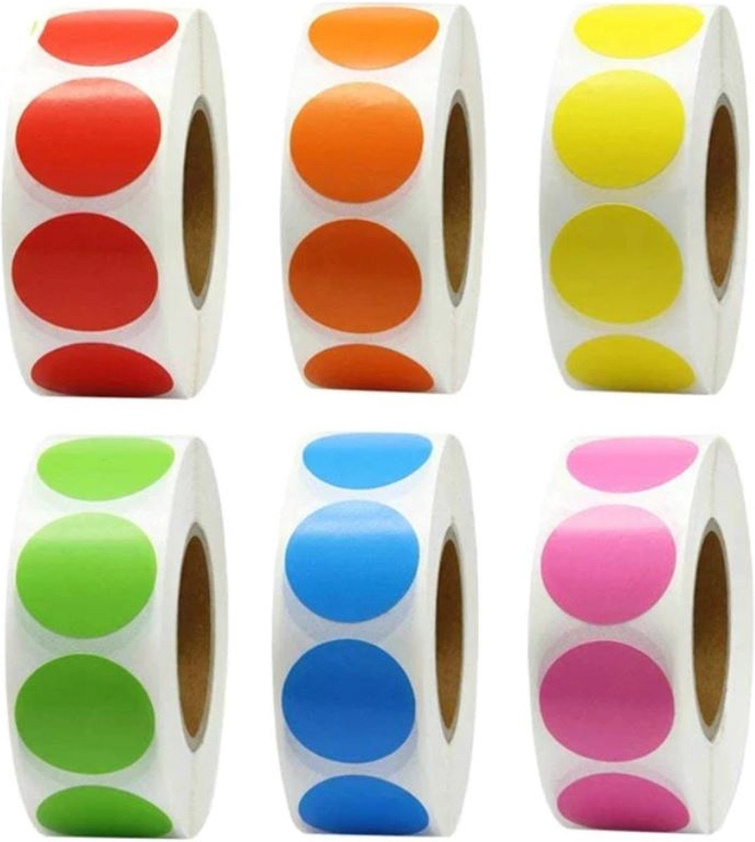 6 rollen stickers met 500 ronde stickers 2,5 cm = 3000 stickers | bol.com