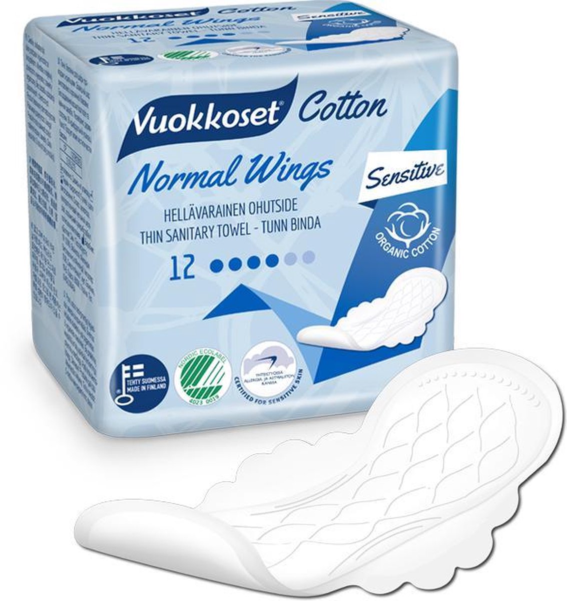 Vuokkoset maandverband normaal vleugels - organische katoen - 4 x 12 ...