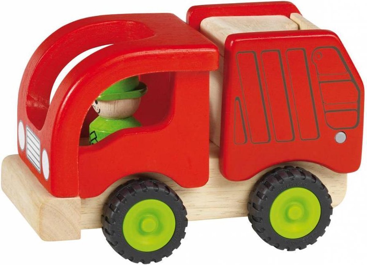 Goki Houten vuilniswagen 15 x 8,5 x 10 cm | bol.com