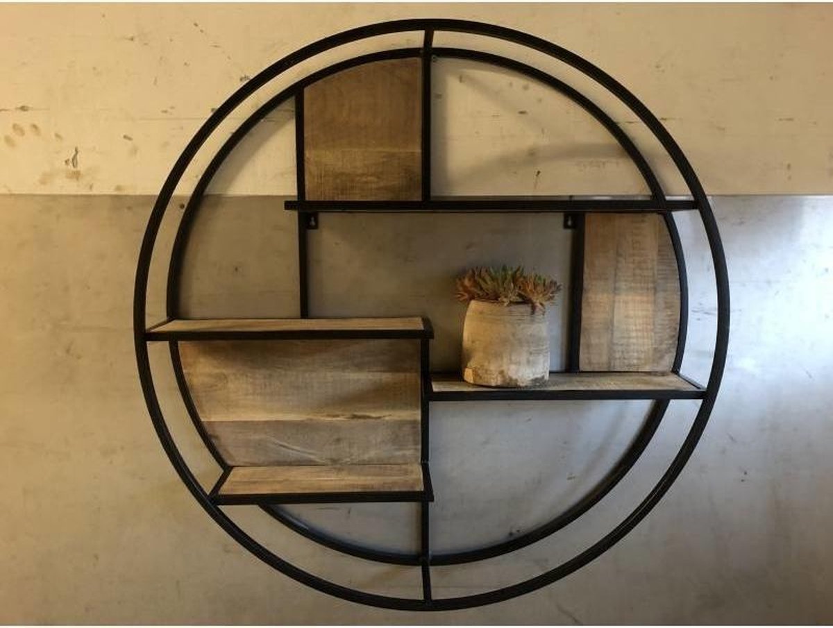 Industrieel wandrek - wandkast rond groot Ø100 cm | bol
