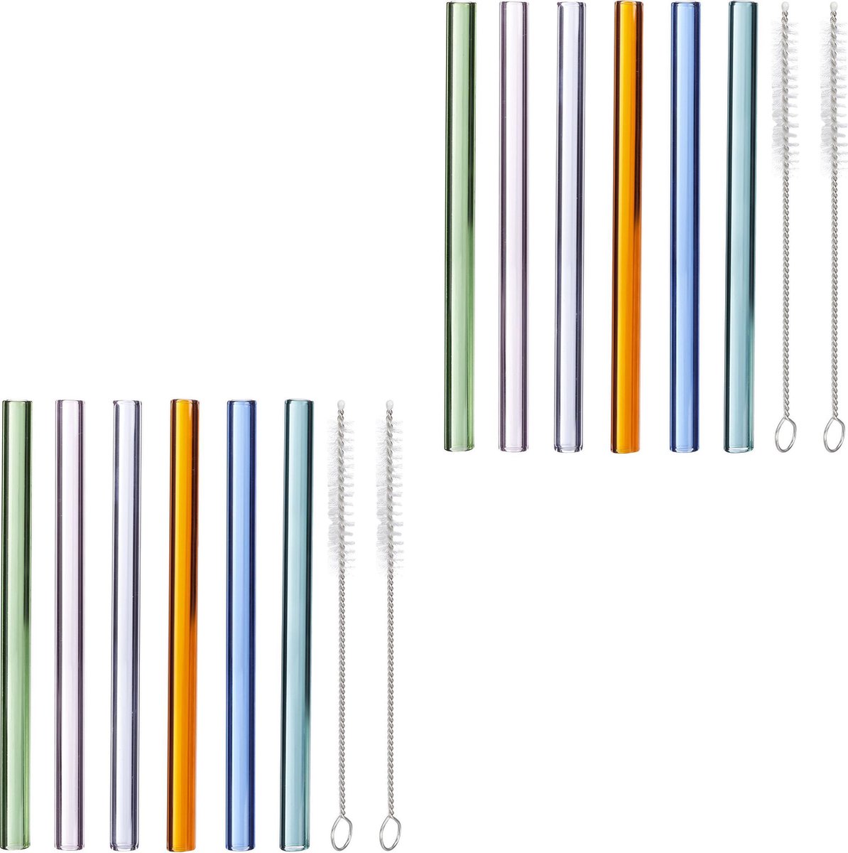 Relaxdays 12x glazen rietjes - met borstels - herbruikbaar ...