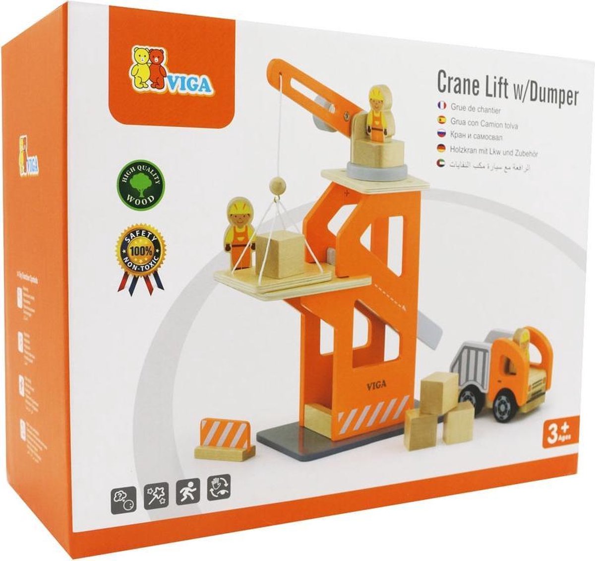 Viga Toys - Havenkraan met Glijgoot en Kiepauto | bol