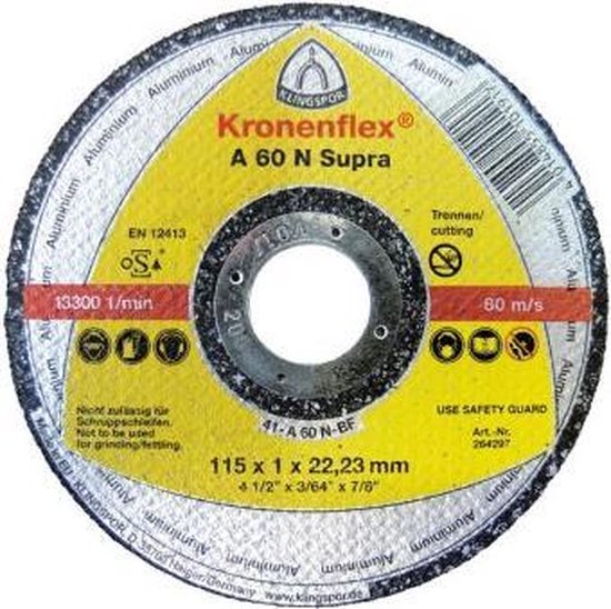 Doorslijpschijf 115X1X22,23 extra dun voor bewerking Non-Ferro (vlak) | bol