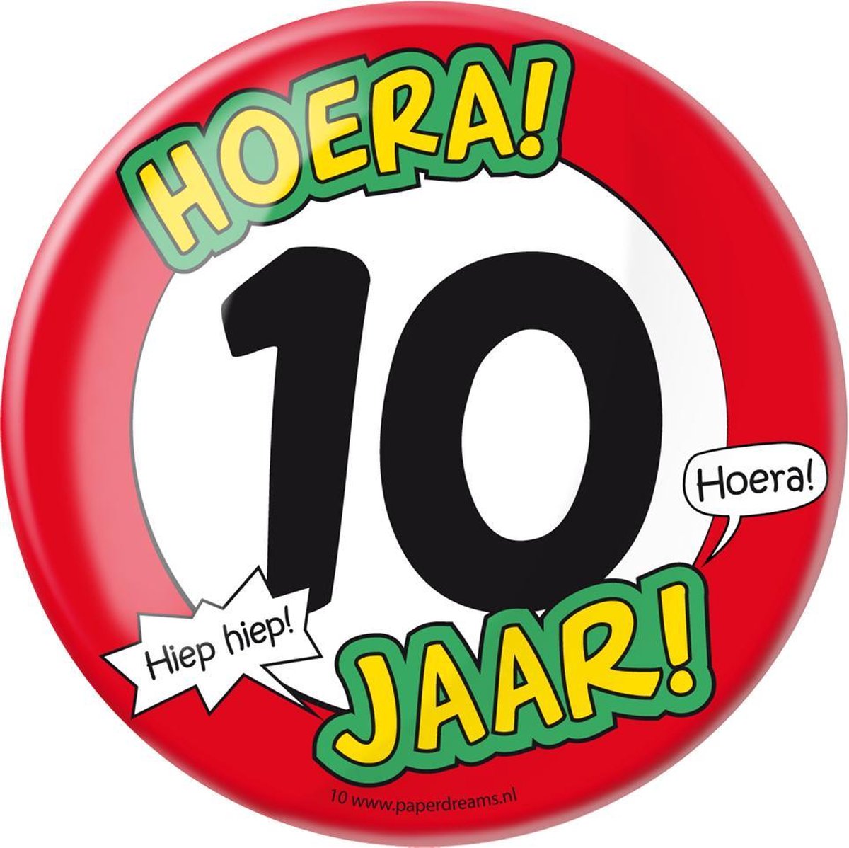 bol.com | Button 10 Jaar Verkeersbord 10,2cm