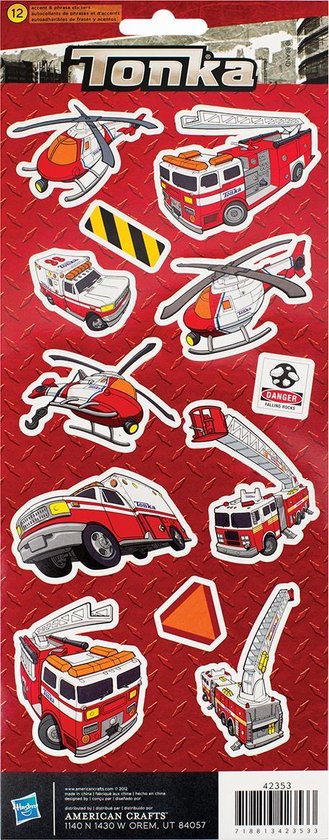 American Crafts - Tonka Emergency Vehicle Stickers - 12 Accent Stickers ...