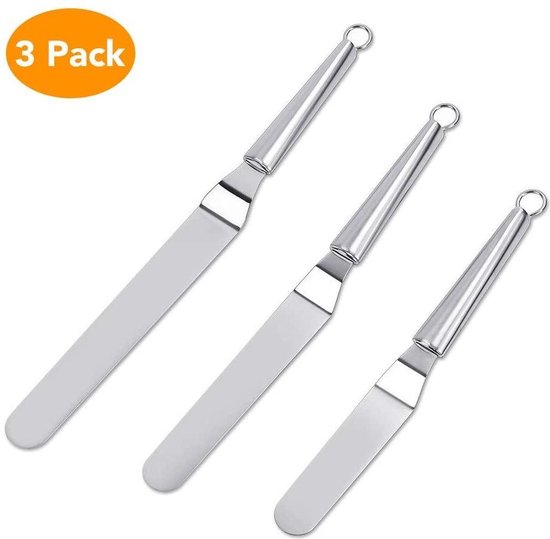 Paletmessen - Glaceermes - 3 stuks - gebogen smeermes - RVS - Zilver | bol