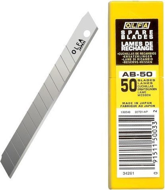 Olfa AB-50 9mm breed reserve afbreekmes 50 stuks dispencer. | bol