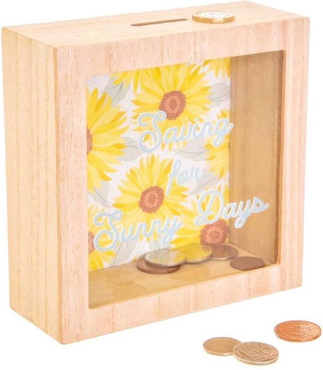 Sunflower Money Box Spaarpot hout | bol.com