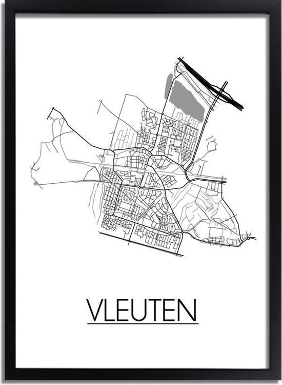 DesignClaud Vleuten Plattegrond poster A4 + Fotolijst wit | bol