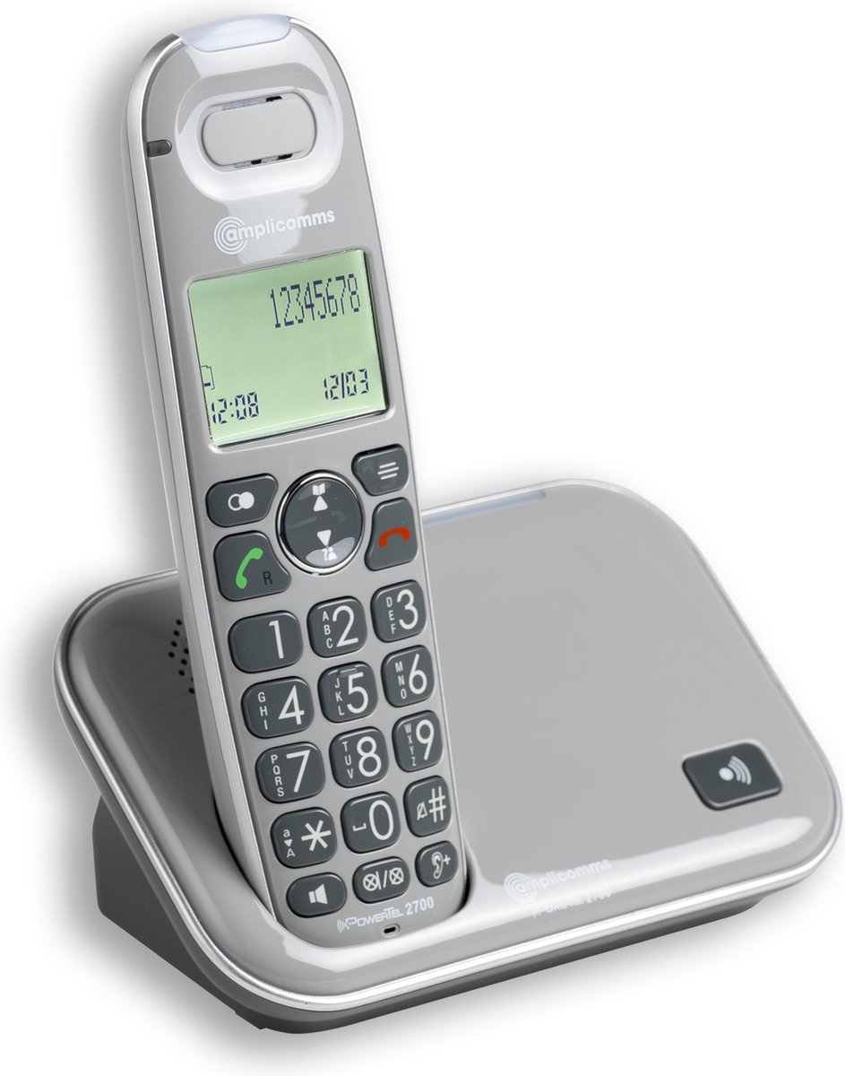 Amplicomms PowerTel 2700BNL grijs Senioren DECT telefoon vaste lijn met ...