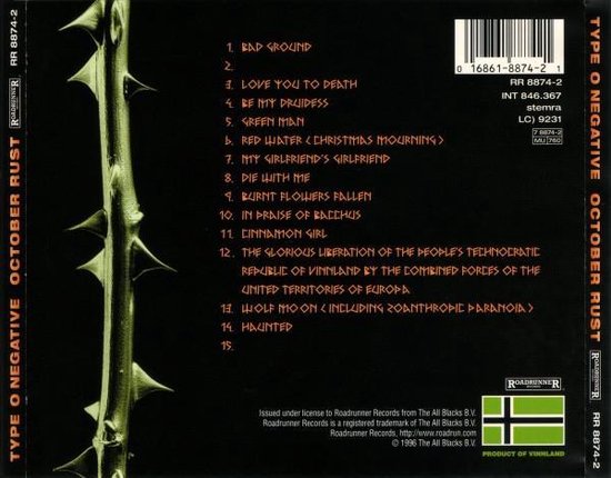 Type O Negative October Rust - 1xCD met Love You To Death - 24 oktober ...