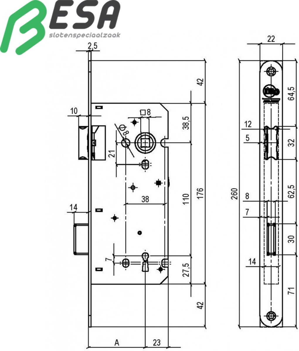 Litto A1353 binnendeurslot 110/50 met Afgeronde Voorplaat 22mm | bol.com