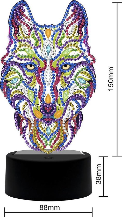 Diamond painting Led tafel lamp - Wolf | bol.com