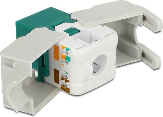 UTP CAT6 Gigabit Keystone module RJ45 - LSA (toolless) / groen/grijs | bol