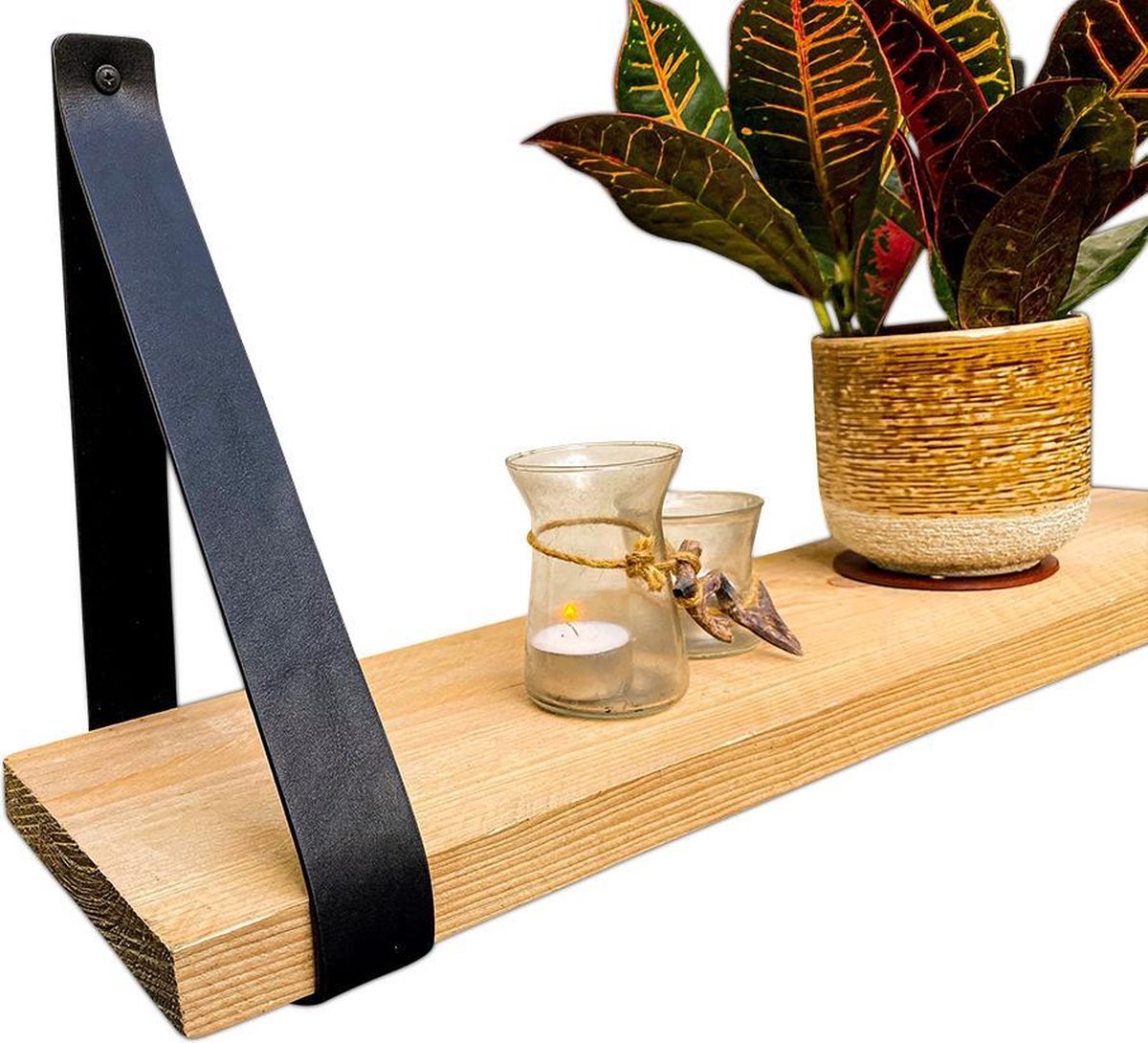 Leren plankdragers - Zwart - 2 stuks - PU lederen planken dragers ...