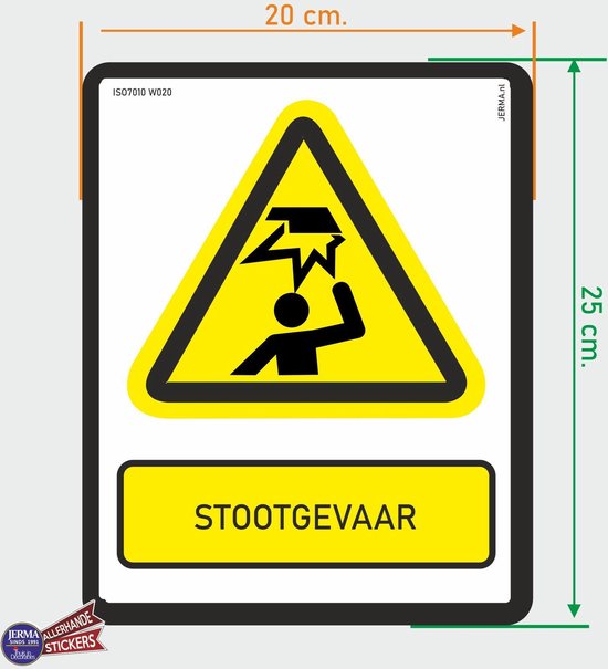 ISO7010 W020 Stootgevaar Waarschuwing sticker 20x25cm | bol.com
