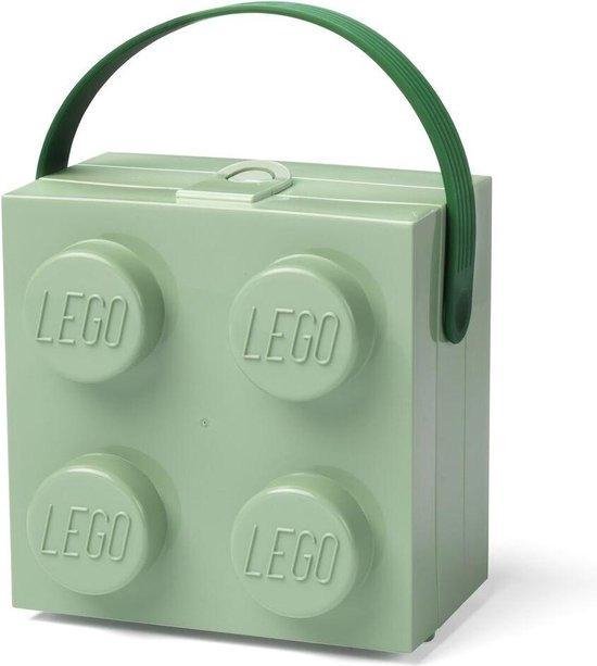 LEGO Broodtrommel Brick 4 met Handvat - Groen - 2.1 L - 17,3x16,5x11 ...