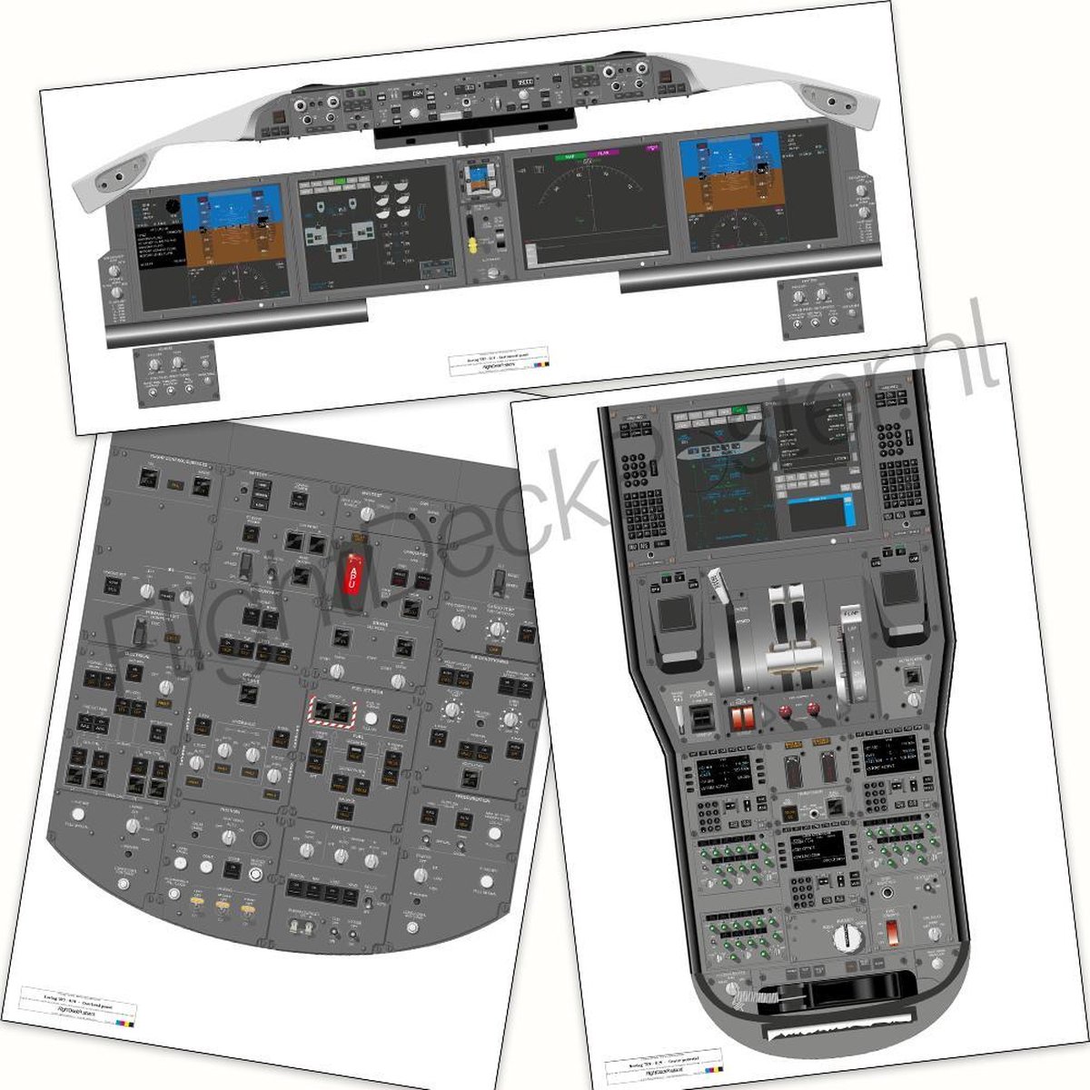 Boeing 787 - 8 / 9 - Triple-A (elk instrument panel op een eigen poster ...