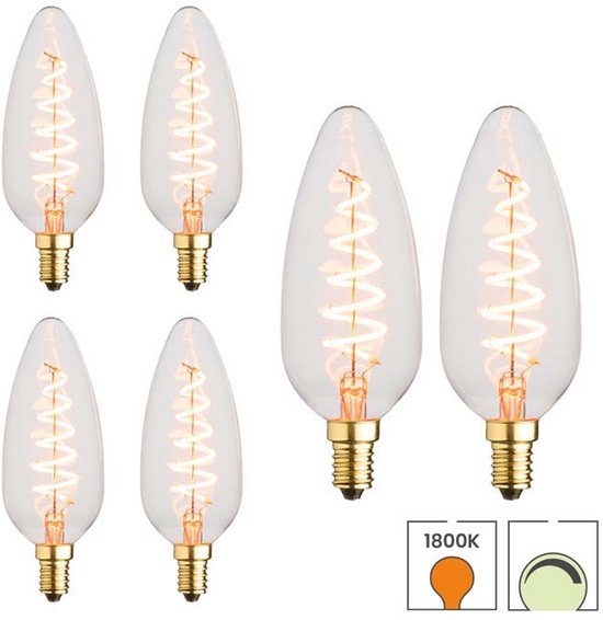 Lybardo - E14 LED Lamp - 6-pack - 4.5W Dimbaar - 1800K Extra Warmwit ...