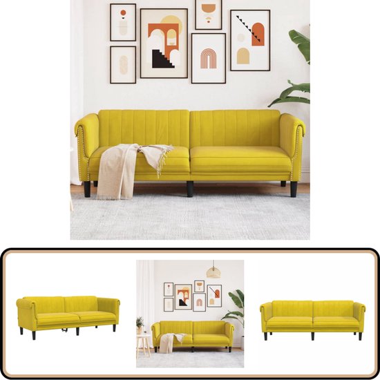 vidaXL Driezitsbank Fluweel Geel - Stijlvol & Comfortabel Drie Zits ...