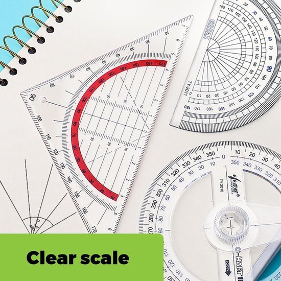3 Pcs Plastic Protractor 180 Degree 360 Degree Protractor with Swivel ...