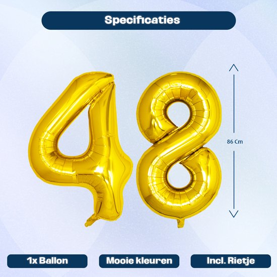 Folie Ballon Cijfer 48 Jaar Goud Verjaardag Versiering Helium Cijfer ...