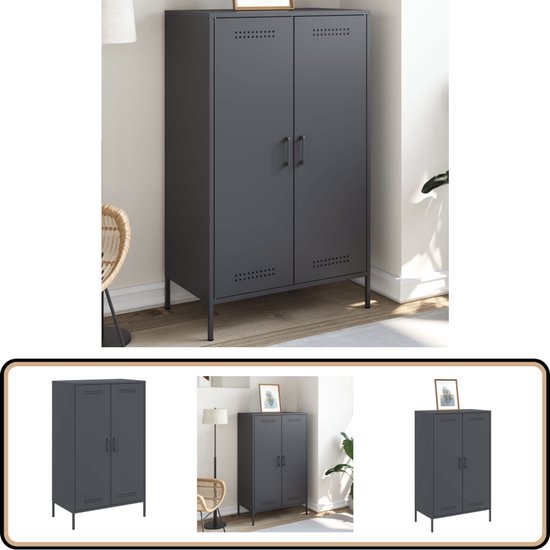 vidaXL Hoge kast - Staal - Antraciet - 68x39x113 cm Industriele Kast ...