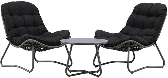 Cala lounge set 2 lounge stoelen, 1 salontafel antraciet. | bol