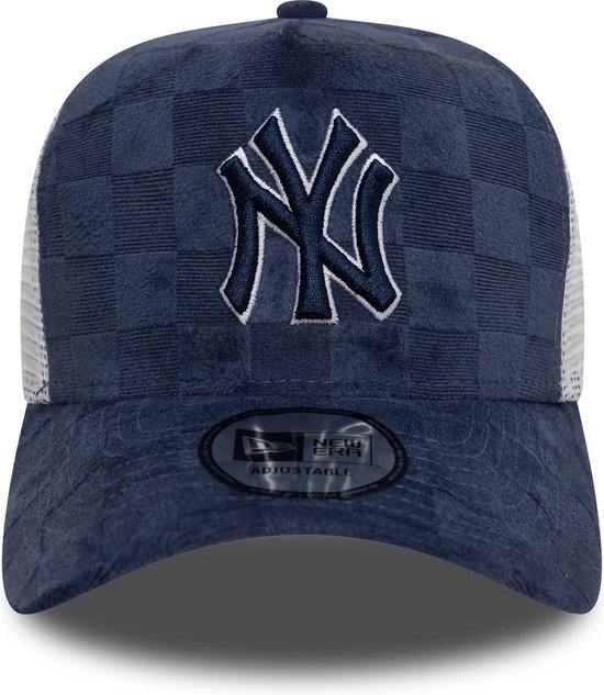 New Era New York Yankees Tonal Check Navy 9FORTY A-Frame Trucker ...