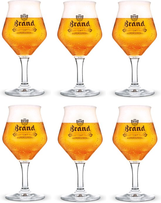 Brand bierglazen op voet -25cl - 6 stuks - Bovengister Diamant - cadeauset | bol
